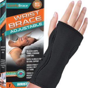 comfybrace night wrist sleep support brace- fits both hands - cushioned to help with carpal tunnel and relieve and treat wrist pain, (1 pack/night brace, one size fits all) (pack of 1)