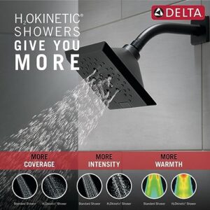 Delta Faucet 5-Spray H2Okinetic Raincan Shower Head, Black Showerhead, Square Shower Head, Delta Shower Head, Water Saving Shower Head, Matte Black 52664-BL