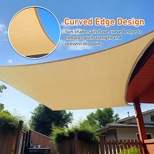 Artpuch 10'x13' Sun Shade Sail Curved Commercial Outdoor Shade Cover Sand Rectangle Heavy Duty Permeable 185GSM Backyard Shade Cloth for Patio Garden Sandbox (We Make Custom Size)