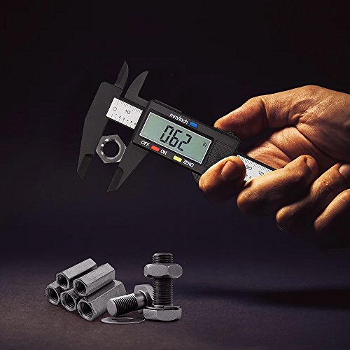 Illumifun Electronic Digital Caliper 6 Inch - Plastic Vernier Caliper, Caliber Measuring Tool, 0-6 Inch/0-150 mm Micrometer Ruler with Large LCD Screen, Auto-Off Featured Calipers (Black)