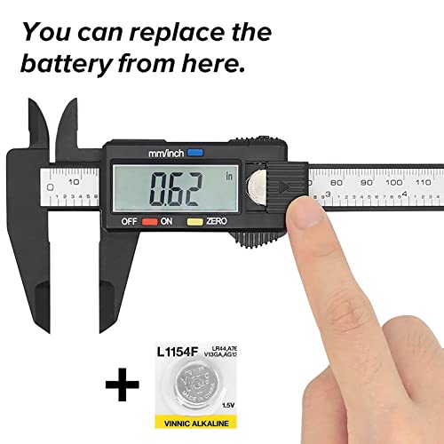 Illumifun Electronic Digital Caliper 6 Inch - Plastic Vernier Caliper, Caliber Measuring Tool, 0-6 Inch/0-150 mm Micrometer Ruler with Large LCD Screen, Auto-Off Featured Calipers (Black)