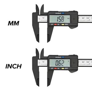 Illumifun Electronic Digital Caliper 6 Inch - Plastic Vernier Caliper, Caliber Measuring Tool, 0-6 Inch/0-150 mm Micrometer Ruler with Large LCD Screen, Auto-Off Featured Calipers (Black)