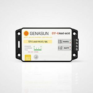 Genasun GV-4-Pb-12V, 4 A MPPT Solar Charge Controller for 12 V Lead-Acid Batteries