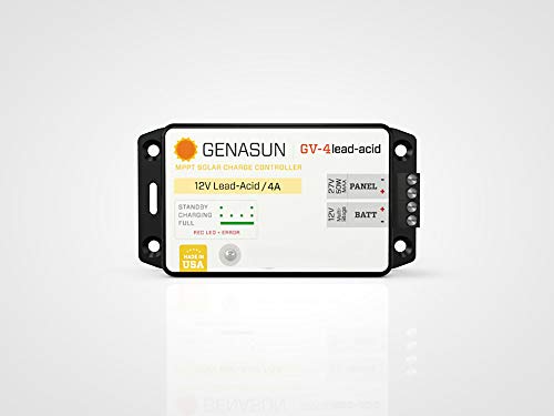 Genasun GV-4-Pb-12V, 4 A MPPT Solar Charge Controller for 12 V Lead-Acid Batteries