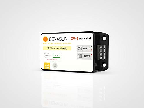 Genasun GV-4-Pb-12V, 4 A MPPT Solar Charge Controller for 12 V Lead-Acid Batteries