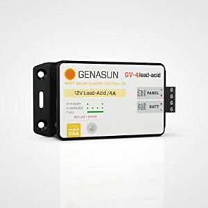 Genasun GV-4-Pb-12V, 4 A MPPT Solar Charge Controller for 12 V Lead-Acid Batteries