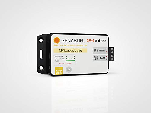 Genasun GV-4-Pb-12V, 4 A MPPT Solar Charge Controller for 12 V Lead-Acid Batteries