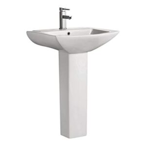 Swiss Madison Well Made Forever SM-PS306 Pedestal Bathroom Sink Single Faucet Hole, 24" W, White