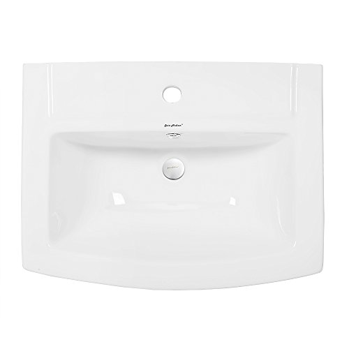 Swiss Madison Well Made Forever SM-PS306 Pedestal Bathroom Sink Single Faucet Hole, 24" W, White