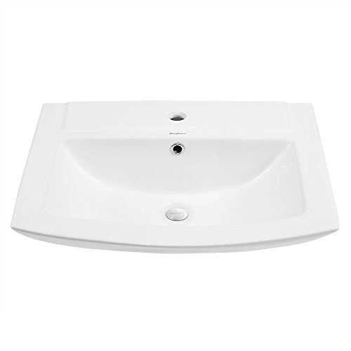 Swiss Madison Well Made Forever SM-PS306 Pedestal Bathroom Sink Single Faucet Hole, 24" W, White