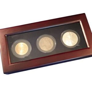 Wood Glass Top Display Box for 3 Extra Large or Air-Tite I Coin Capsules / 2" Challenge Coins