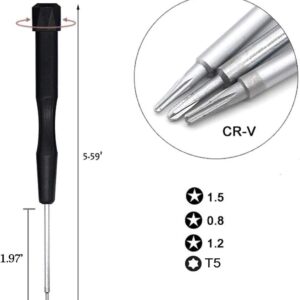 oGoDeal P2 P5 P6 Pentalobe Screwdriver, 5-Point Star, 0.8 mm, 1.2 mm and 1.5 mm, T5 Trox, Screwdriver for Apple, iPhone, Macbook Pro & Air and Retina and Repair Tool