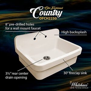 Whitehaus OFCH2230-WHITE Old Fashioned Country Kitchen/Utility Sink, White