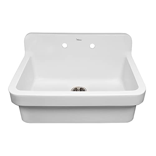 Whitehaus OFCH2230-WHITE Old Fashioned Country Kitchen/Utility Sink, White