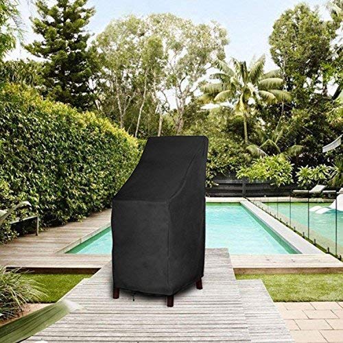 High Back Patio Chair Covers Waterproof Heavy Duty Stackable Outdoor Bar Stool Cover Black Patio Furniture Covers Outside Lounge Deep Seat Covers, Large Tall Lawn Chair Covers, High Back-2 Pack, Black