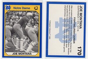 joe montana notre dame fighting irish college football collector's card #170