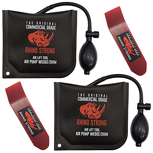 The Original Rhino Strong Commercial Grade Air Wedge Bag 2.0 Pump Professional Leveling Kit & Alignment Tool Shim Bag in the Popular Medium Size (2 Pack).