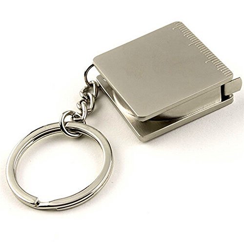 JewelBeauty Mini Full Metal Steel Tape Measure Multifunctional Tool Keychain Keyring Velvet Gift Bag Included