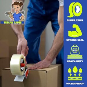 Gaffer Power Packing Tape Heavy Duty | Carton Sealing Tape | Boxing Tape for Moving | Clear Packing Tape Rolls | Mailing Tape for Packages | 6-Pack | 2 in X 60 Yds