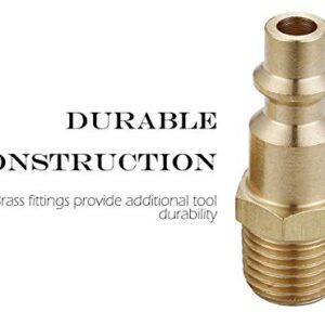 T TANYA HARDWARE Air Hose Fittings And Air Coupler Plug, Air Compressor Quick-Connect MNPT Male Plug Kit (Industrial Type D, 1/4-Inch NPT Male Thread, Solid Brass, 2 Piece)