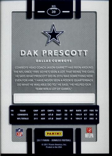 2017 Donruss #39 Dak Prescott Dallas Cowboys Football Card