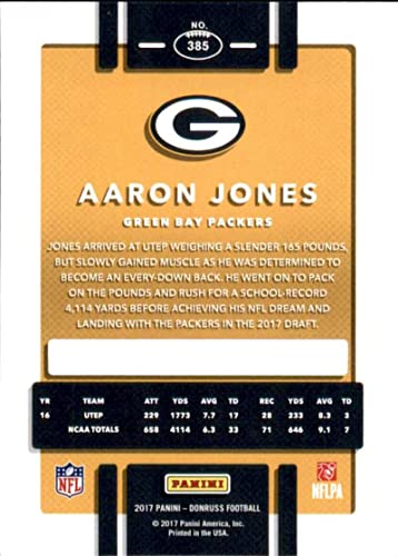 2017 Donruss #385 Aaron Jones Green Bay Packers Rookie Football Card