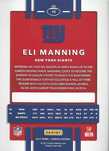 2017 Donruss #10 Eli Manning New York Giants Football Card