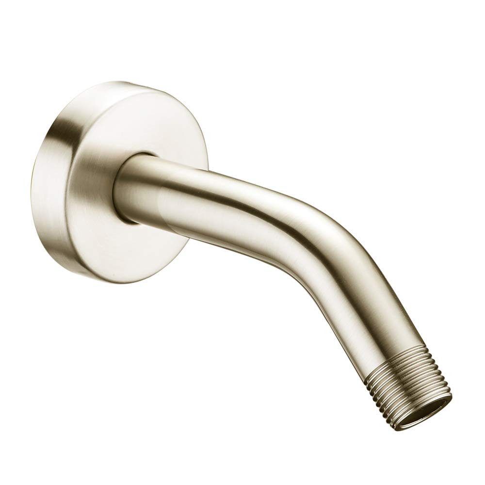 Purelux Shower Arm 6 Inch Universal Replacement Water Outlet PJ0602 Made of Stainless Steel, Brushed Nickel, Shower Arm and Flange Included