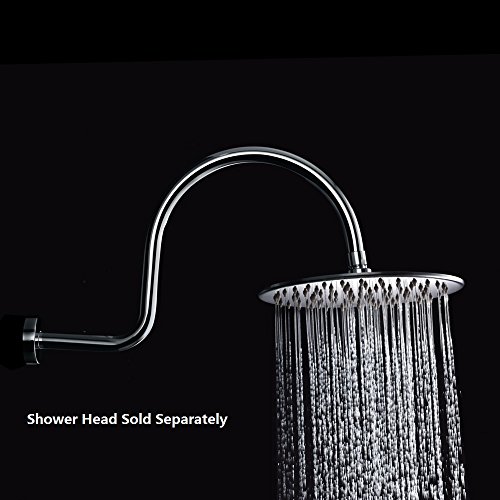 Purelux High Arc Shower Arm Water Outlet PJ1611 with Gasket Flange 17 Inches Long Reach Made of Stainless Steel, Chrome Finish Rainfall Shower Head Extension