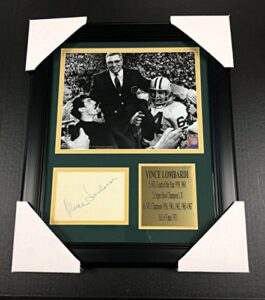 vince lombardi autographed cut reprint framed 8x10 photo green bay packers