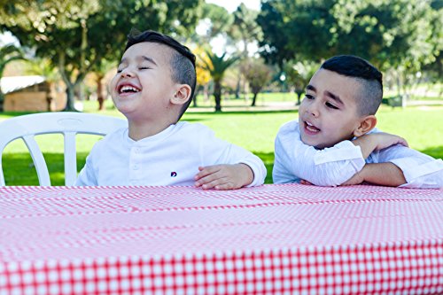 TopTableCloth Table Cover Red & White Checkered tablecloths Elastic Corner Fitted Rectangular Folding Table 6 Foot 30" x 72" Table Cloth Waterproof Vinyl Flannel Plastic Tablecloth for Camping Picnic