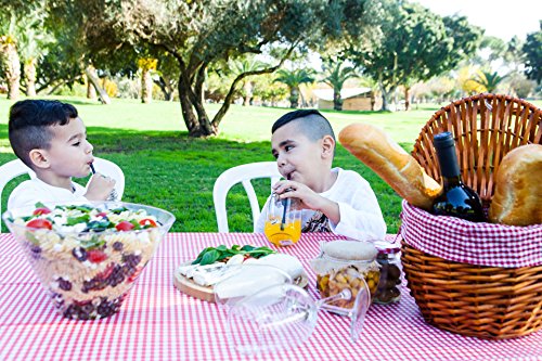 TopTableCloth Table Cover Red & White Checkered tablecloths Elastic Corner Fitted Rectangular Folding Table 6 Foot 30" x 72" Table Cloth Waterproof Vinyl Flannel Plastic Tablecloth for Camping Picnic