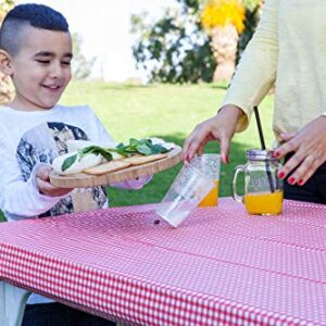 TopTableCloth Table Cover Red & White Checkered tablecloths Elastic Corner Fitted Rectangular Folding Table 6 Foot 30" x 72" Table Cloth Waterproof Vinyl Flannel Plastic Tablecloth for Camping Picnic