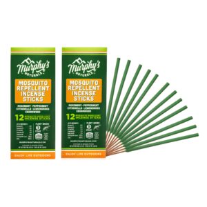 murphy's naturals mosquito repellent incense sticks | deet free with plant based essential oils | 2.5 hour protection | 12 sticks per carton | 2 pack