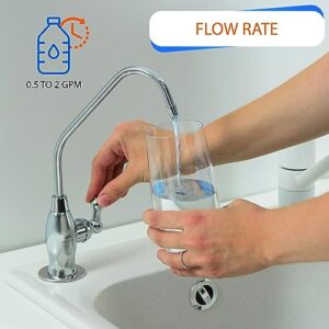 Aquaboon Non-Air Gap RO Faucet - Reverse Osmosis Faucet Chrome Finish - Drinking Water Faucet for Kitchen Sink fits Water Filtration System - Filtered Water Faucet Stainless Steel - Beverage Faucet