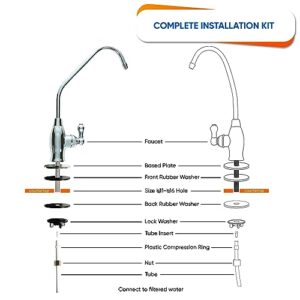 Aquaboon Non-Air Gap RO Faucet - Reverse Osmosis Faucet Chrome Finish - Drinking Water Faucet for Kitchen Sink fits Water Filtration System - Filtered Water Faucet Stainless Steel - Beverage Faucet