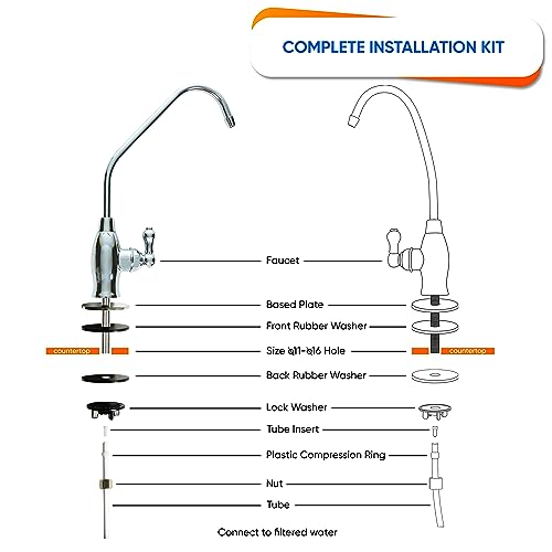 Aquaboon Non-Air Gap RO Faucet - Reverse Osmosis Faucet Chrome Finish - Drinking Water Faucet for Kitchen Sink fits Water Filtration System - Filtered Water Faucet Stainless Steel - Beverage Faucet