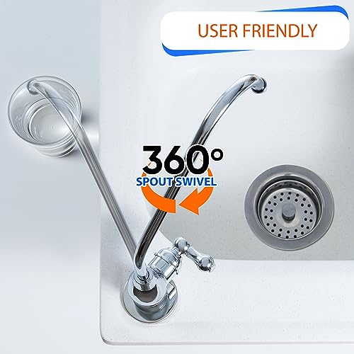 Aquaboon Non-Air Gap RO Faucet - Reverse Osmosis Faucet Chrome Finish - Drinking Water Faucet for Kitchen Sink fits Water Filtration System - Filtered Water Faucet Stainless Steel - Beverage Faucet