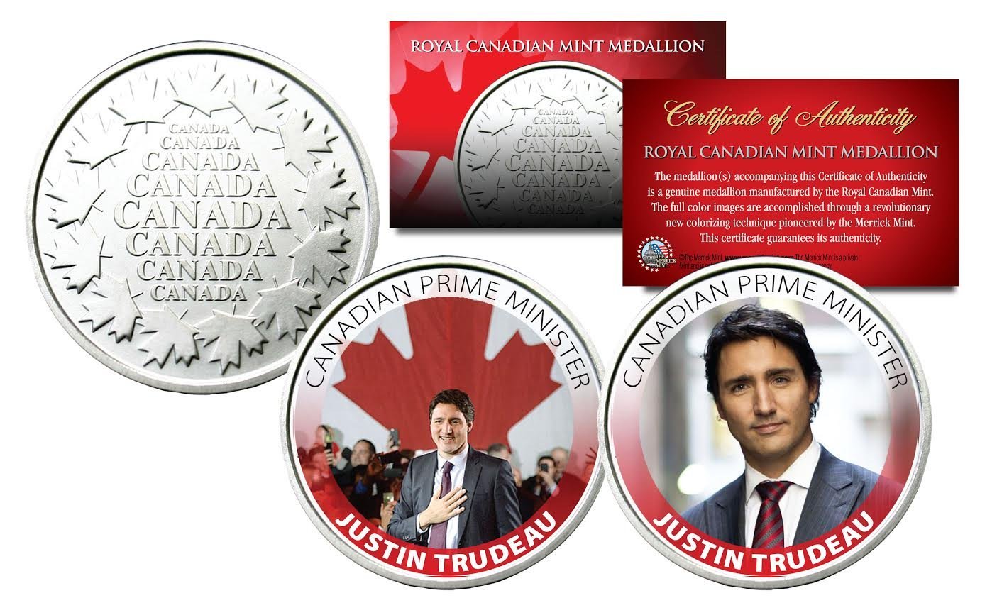 Justin Trudeau Royal Canadian Mint Medallions 2-Coin Set Canadian Prime Minster