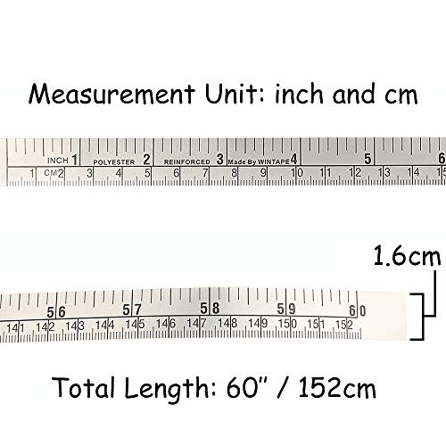 WIN TAPE Workbench Ruler Adhesive Backed Tape Measure 60inch 152cm (Left to Right - Inch/cm)