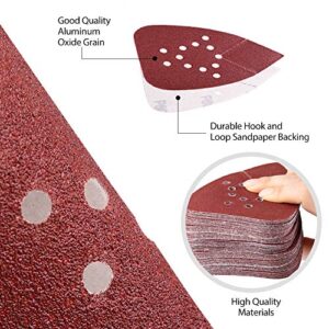 LotFancy Sanding Pads for Black and Decker Mouse Sanders, 50PCS 60 80 120 150 220 Grit Sandpaper Assortment - 12 Hole Hook and Loop Detail Palm Sander Sanding Sheets Sand Paper