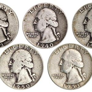 Count of 5-90% Silver Washington Quarters - All Different Dates Fine