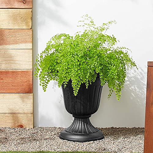 Arcadia Garden Products PL20BK Classic Traditional Plastic Urn Planter Indoor/Outdoor, 10" x 12", Black