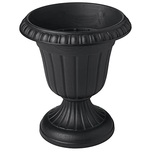 Arcadia Garden Products PL20BK Classic Traditional Plastic Urn Planter Indoor/Outdoor, 10" x 12", Black