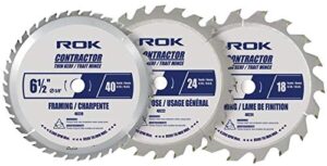 rok 6-1/2 inch circular saw blade set, pack of 3