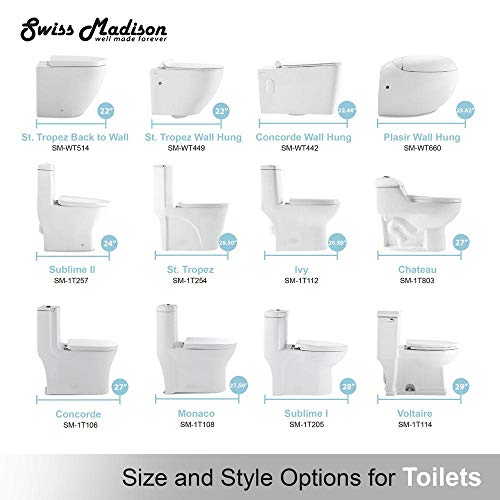 Swiss Madison SM-1T803 Chateau Elongated Toilet Dual Flush 0.8/1.28 Gpf (Soft Closing Quick Release Seat Included)