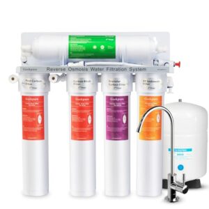 geekpure 5 stage reverse osmosis drinking water filtration system w/quick change twist filters-75gpd