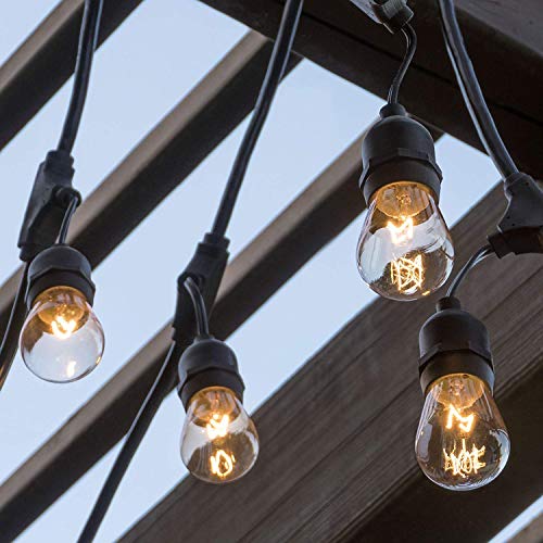 FRIDEKO HOME Waterproof Outdoor String Lights - 12Ft Commercial Grade Patio Lights Heavy Duty Light String Hanging Lights Fixture with 11W S14 Bulbs for Deckyard Garden Porch Party Decor