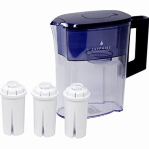 Sapphire Water Pitcher with 3 Filters, Clear/Blue