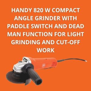 Fein Handy Compact Angle Grinder Tool with 5-8/11" Mounting Thread and 4-1/2" Grinding Wheel - Metal/Plastic, 820 W, 12,500 RPM - WSG 7-115 PT/72223160120